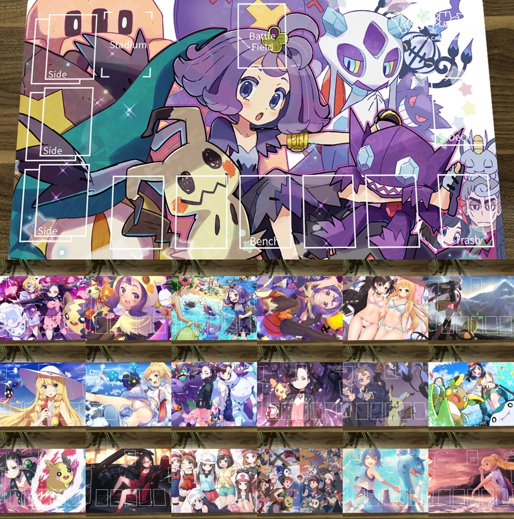 PM PTCG Mat Marnie Acerola Lillie Trading Card Game Mat Anime Girls CCG ...