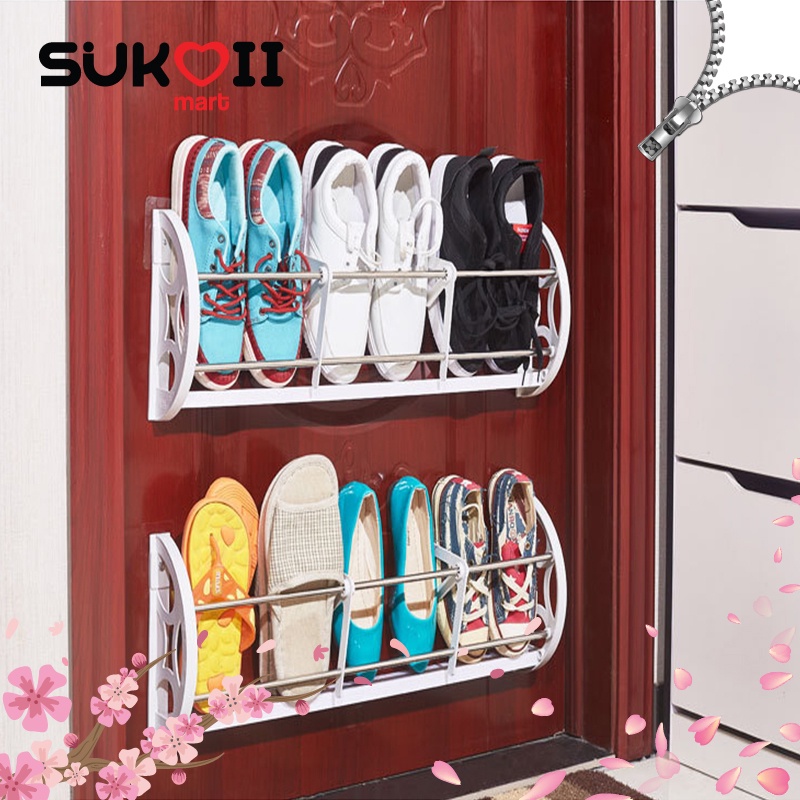 SKOI Shoe Rack Nail Free Wall Hanging Shoes Hanger Wall Paste Slipper ...