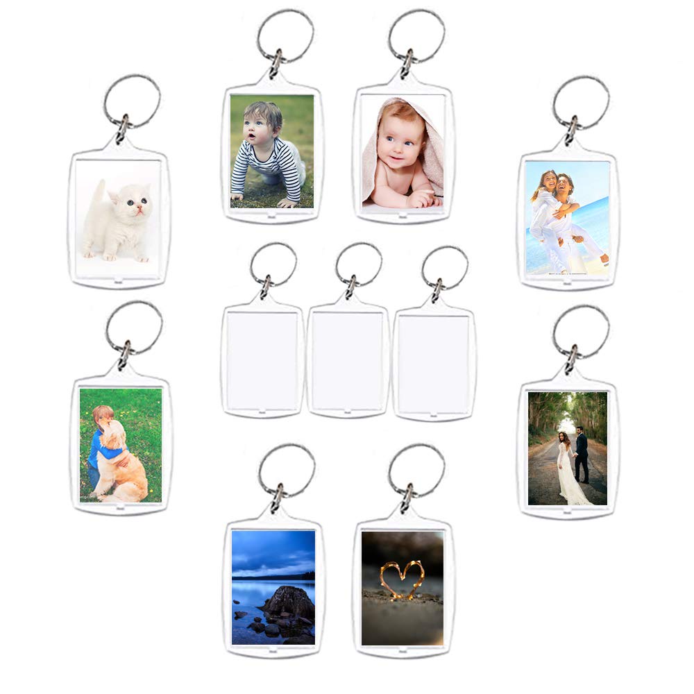 10/30pcs Arc Rectangular Acrylic Photo Frame Key Chain Clear Picture ...