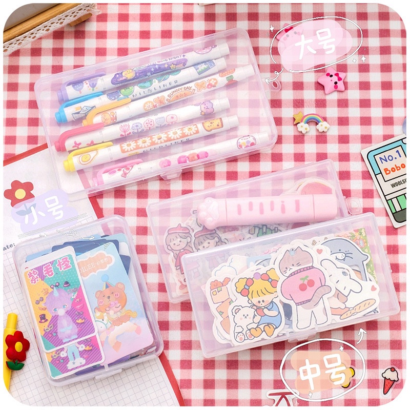Pencil Box Ins Desktop Organizer Storage Box Transparent Desk Storage ...