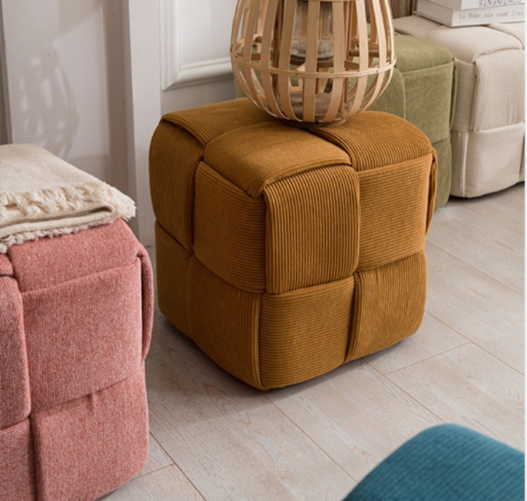 Nordic Corduroy Shoe Changing Stool Household Tea Machine Small Square ...