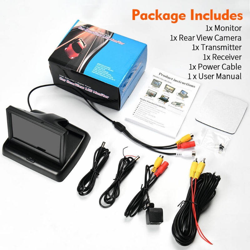 Evean Foldable Car Monitor 4.3" Screen For Rear View Reverse Camera TFT ...