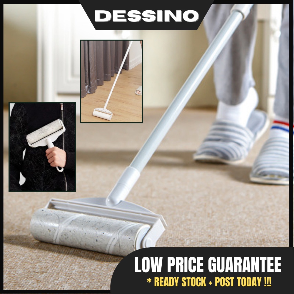 DESSINO 【19/24cm】Long Pole Sticky Roller Mop Dust Sticky Remover Sticky ...