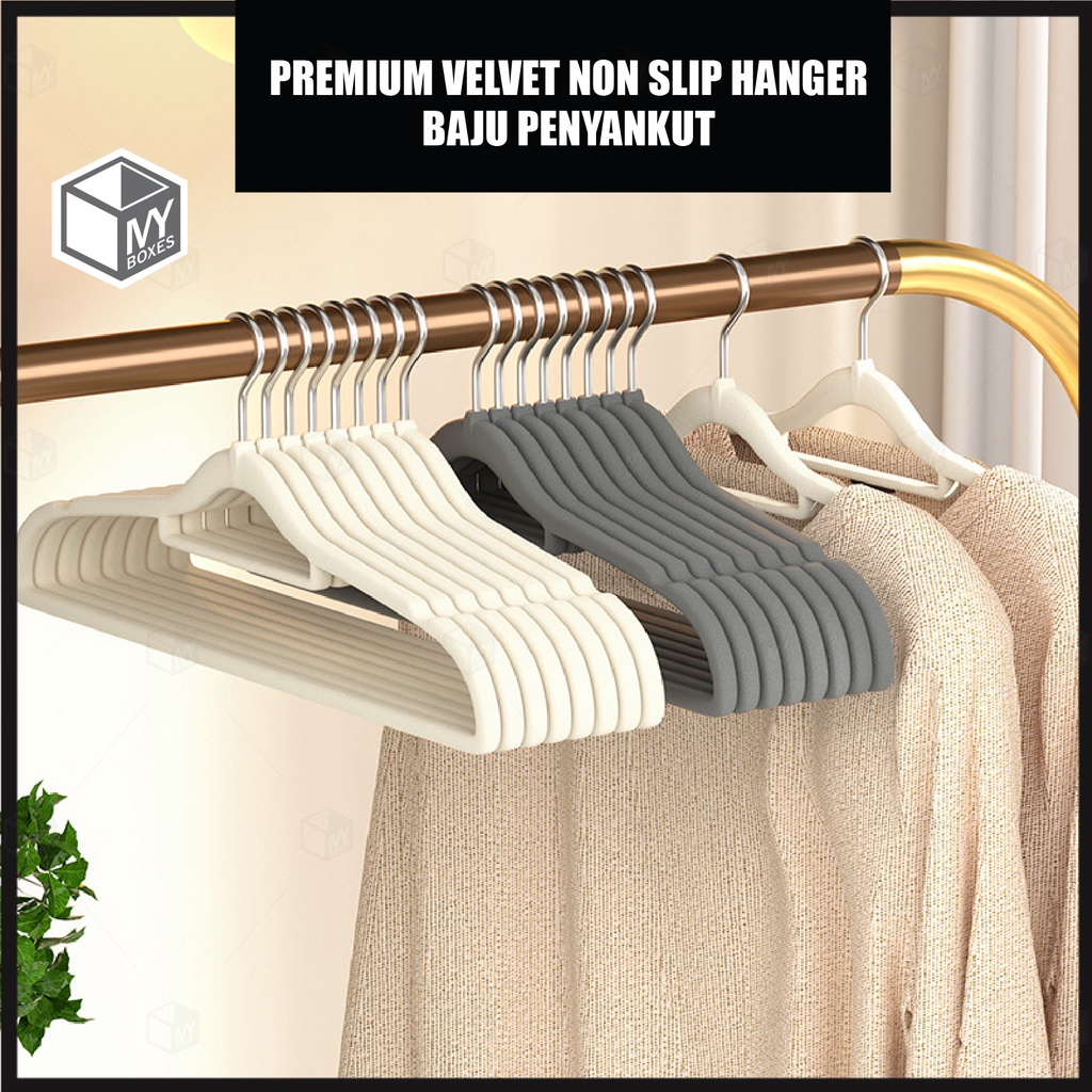 MYB Premium Velvet Hanger Non-slip Hanger Clothes Hanger Baju ...