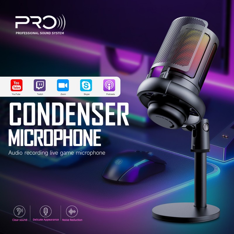 USB Condenser Microphone PC Gamer Microphones for Computer Recording ...