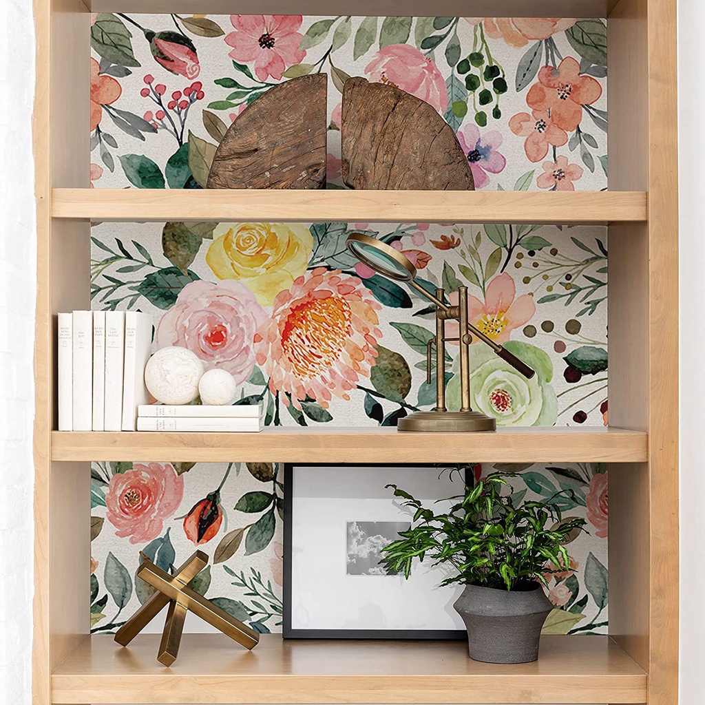 Blooming Floral Wallpaper Kertas Dinding Peel and Stick-Watercolor ...