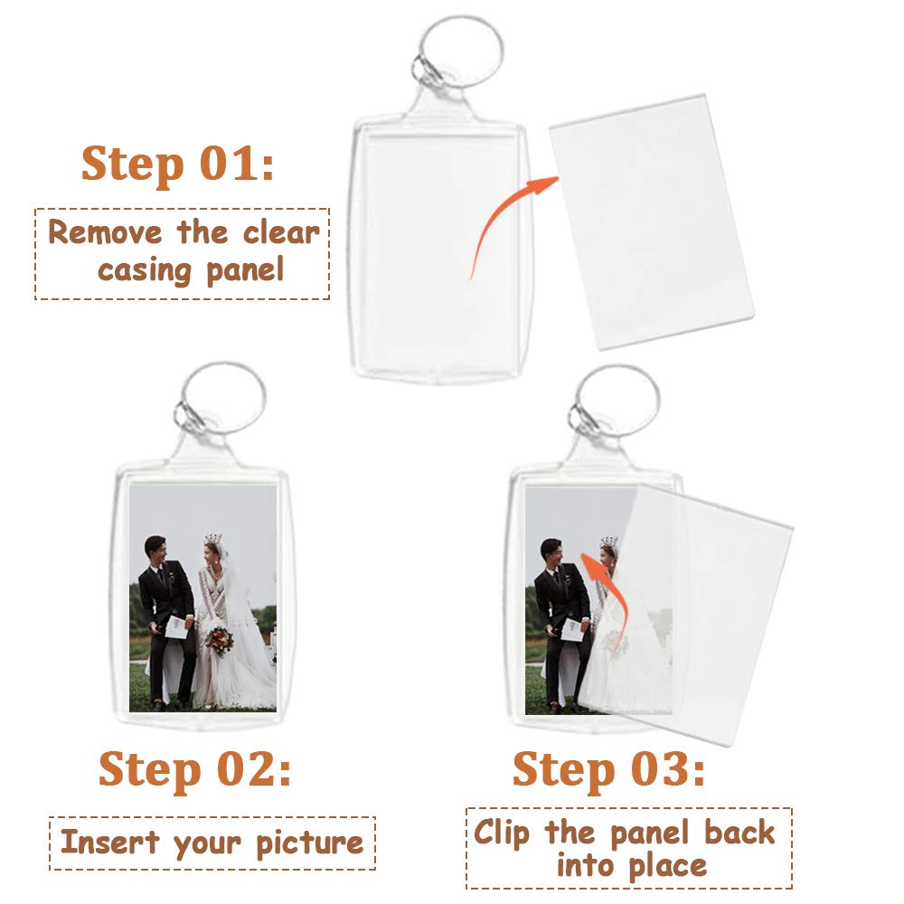 10/30pcs Arc Rectangular Acrylic Photo Frame Key Chain Clear Picture ...