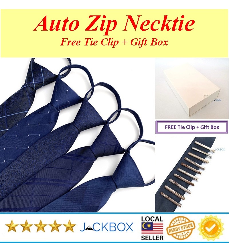 [FREE Tie Clip + Gift-Box] Men's AUTO ZIP Necktie Business Formal Neck ...