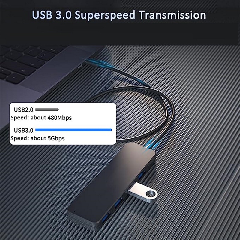 USB C Hub Ultra Slim 4 Port USB 3.0 Adapter Super Speed Transmission ...