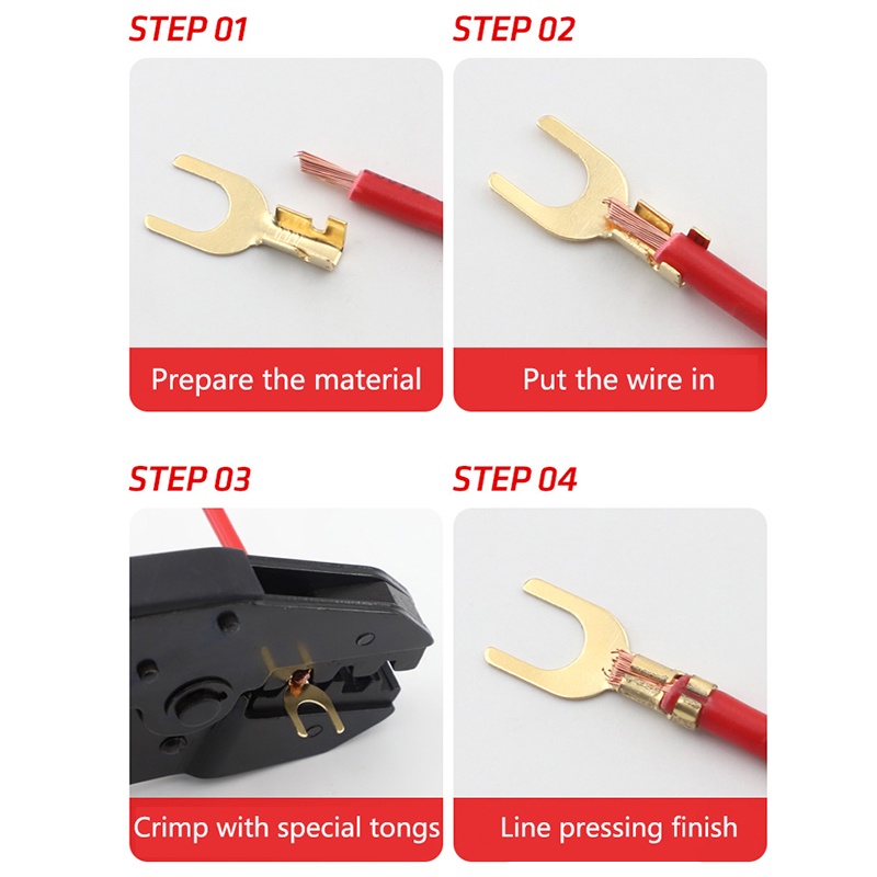 50Pcs M3 M4 M5 M6 M8 Brass Fork Spade U-Type Non-Insulated Wire Connector Electrical Crimp ...