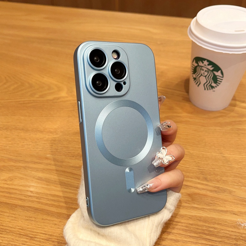 WUJU Metallic texture Luxury Magnetic Wireless Charge Phone Case Casing ...