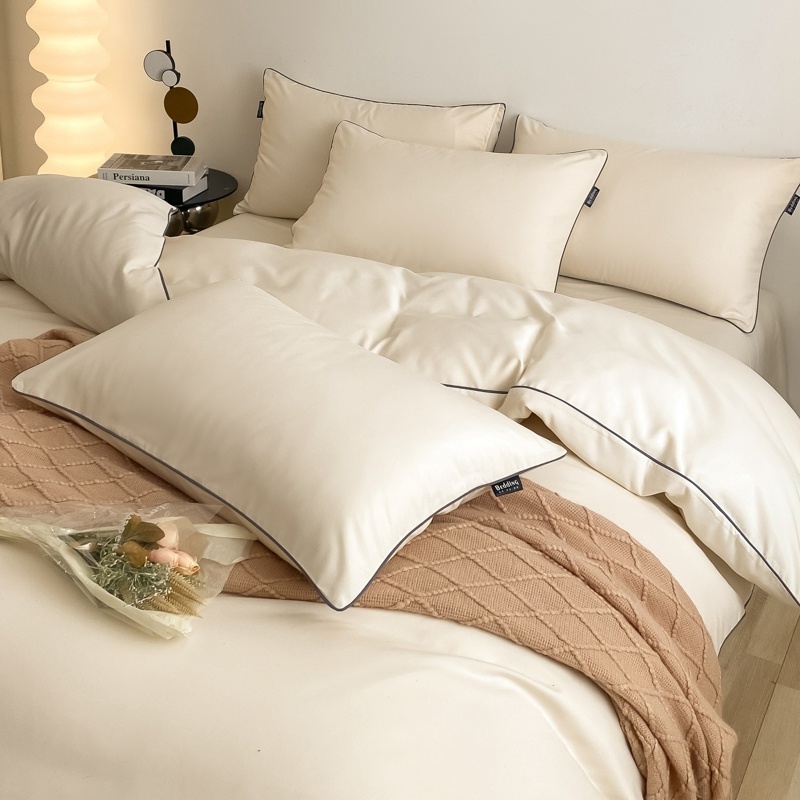 New Skin-friendly Plain Colors Simple Bedding Sets Fitted Sheet Quilt ...