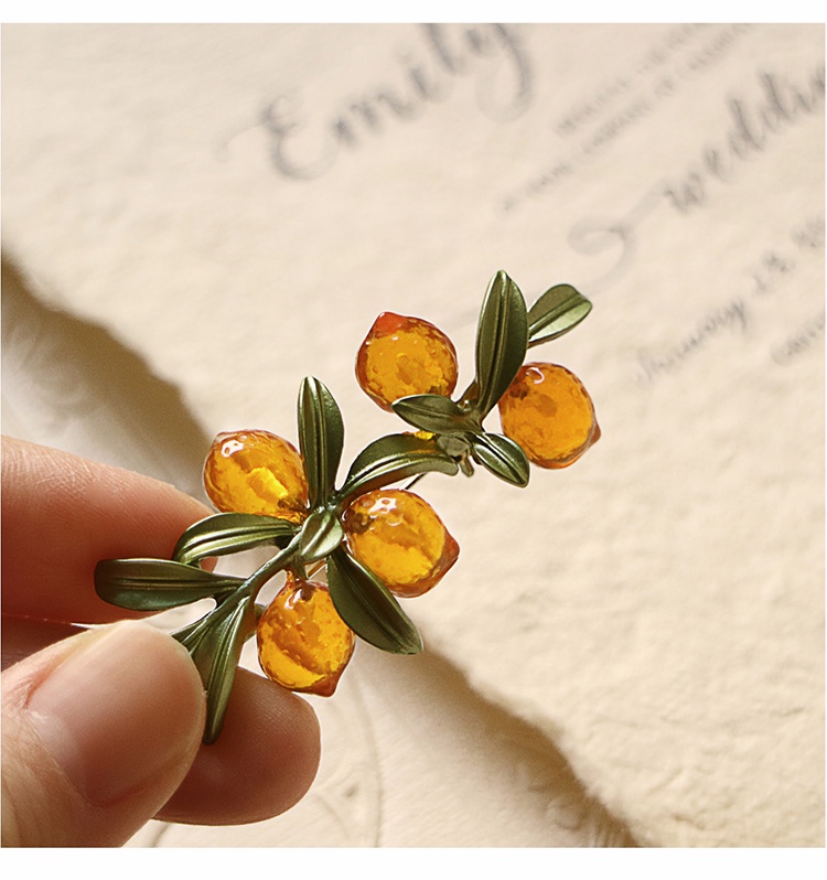Plant Fruit Creative Orange Cherry Brooch Trendy Orange Brooch Creative ...