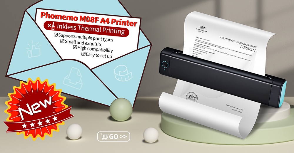 Phomemo M08F A4 Portable Thermal Printer,Supports 8.26"x11.69" | Shopee ...