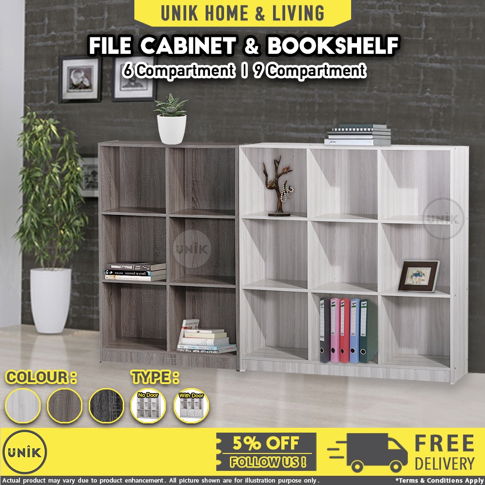 [UNIK] Suria Bookshelf with 6/9 Compartments File Cabinet Multipurpose ...