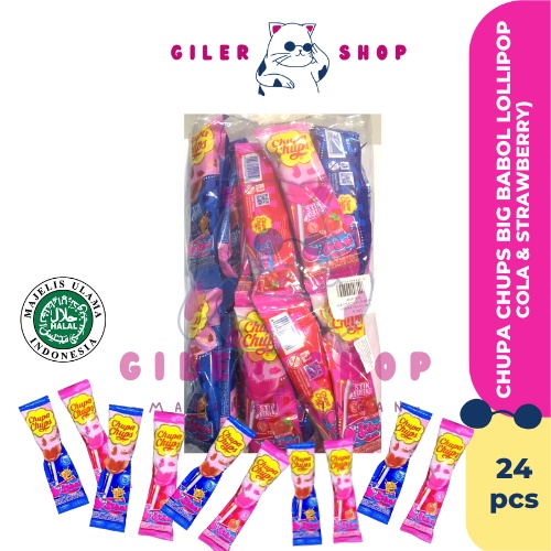 Chupa Chups Lollipop Gum Big Babol Strawberry And Cola Flavor | Shopee ...