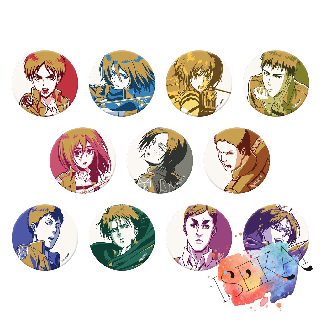 Attack on Titan Anime Badge Levi Eren Ackerman Erwin Smith Armin Arlelt ...