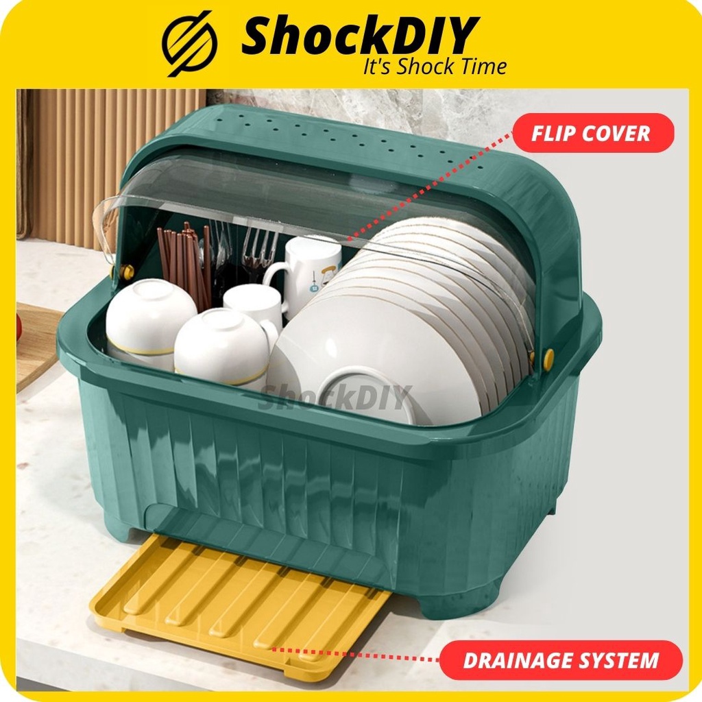 Cutlery Dish Rack With Cover Storage Box With Lid Dish Drainer With ...