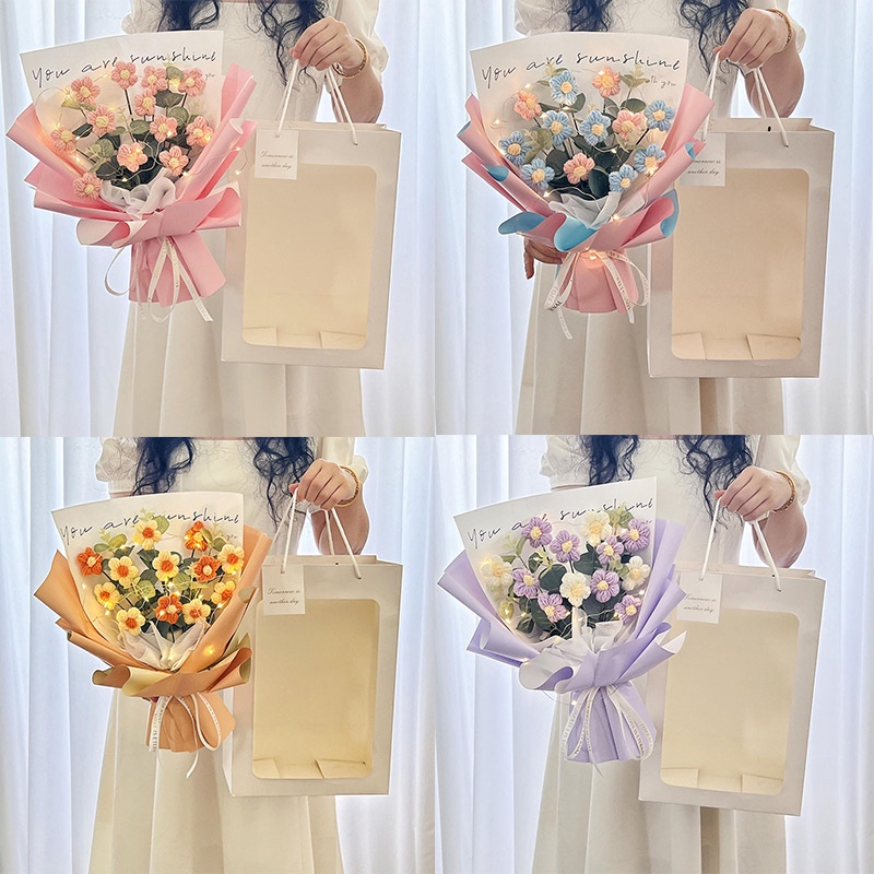 Hand-woven Flowers Bouquet Set Handmade Crochet Flower Artificial ...