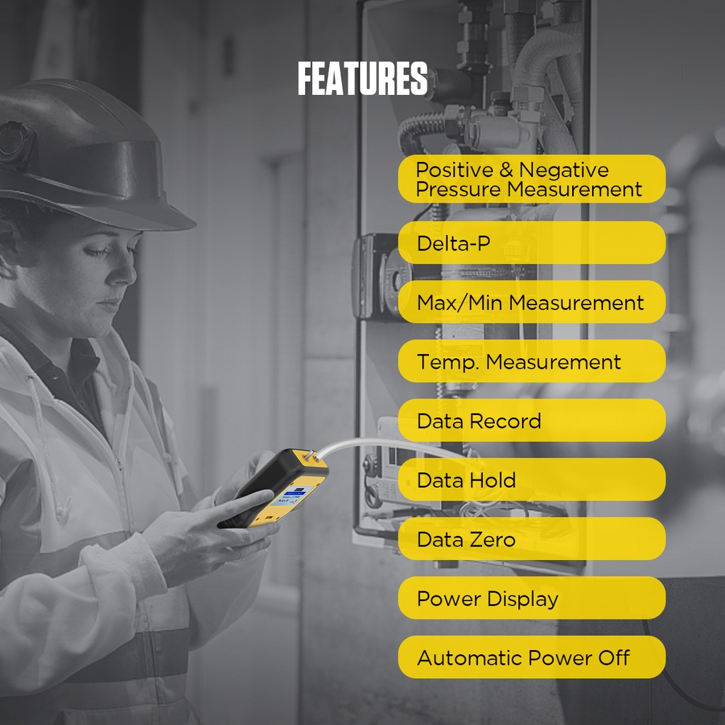 AUTOOL Digital Differential Manometer Hand-held Air Pressure Gauge ...