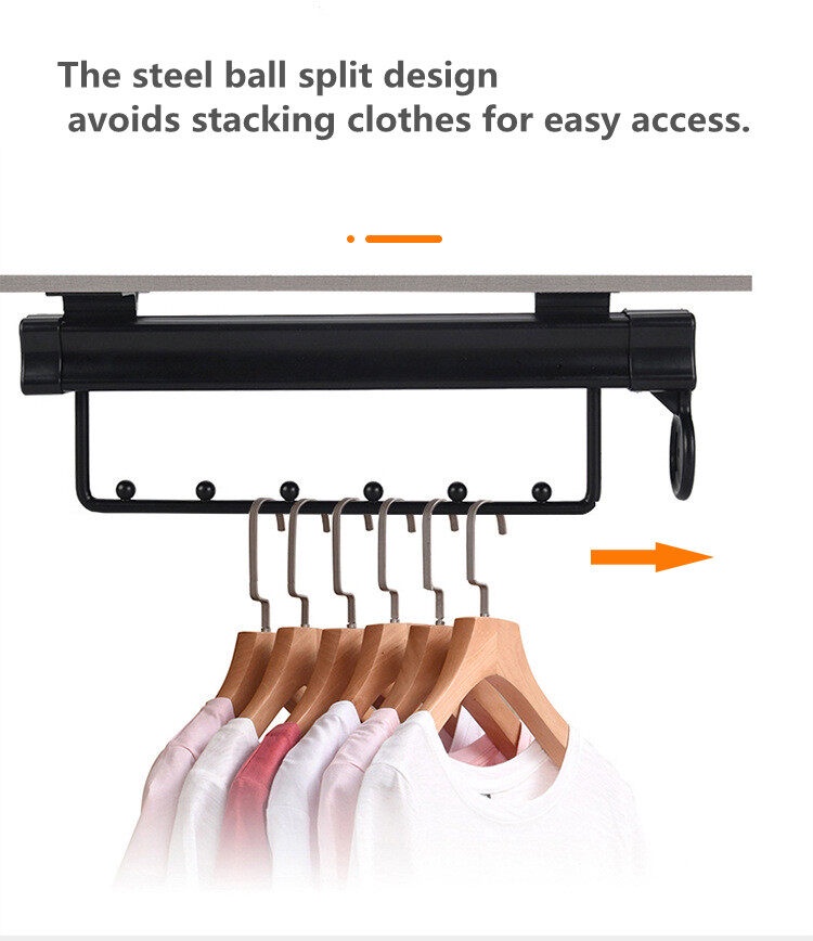 Retractable Wardrobe Rail Clothes Hanger Towel Coat Rack Closet Cabinet ...