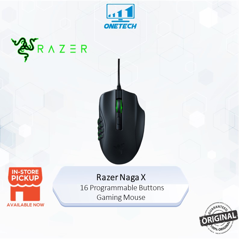 Razer Naga X Ergonomic MMO Gaming Mouse ( 16 Programmable Buttons / 2nd ...
