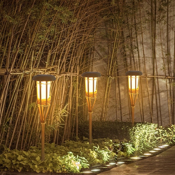 【Free Shipping】Warmtaste Led Bamboo Solar Garden Light Flame Lawn Lamp ...