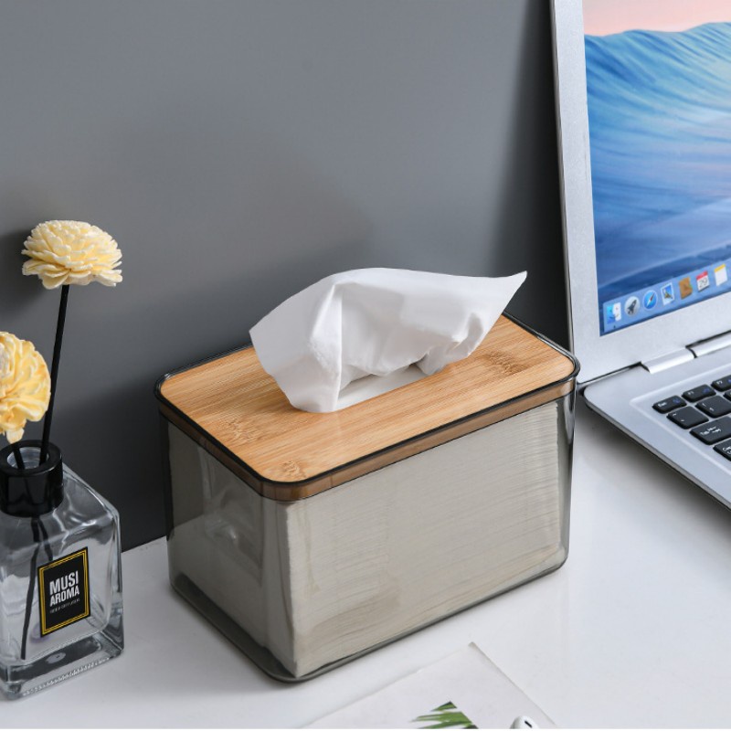 【NordicHome】Wooden Bamboo Tissue Box Napkin Tissue Paper Holder Living ...
