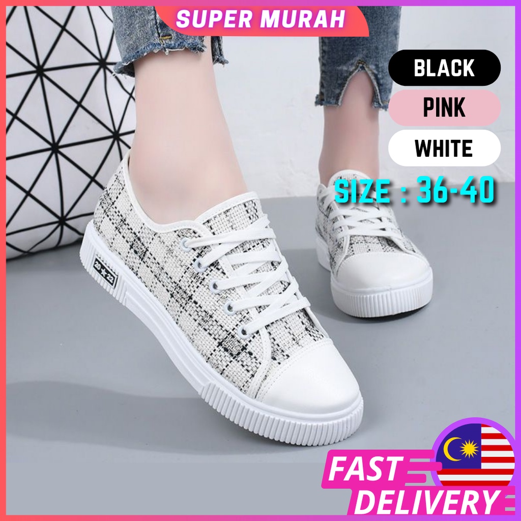 SUPERMURAH INS STYLE WOMEN TRENDS CANVAS LOW TOP SNEAKERS FLAT SHOES ...