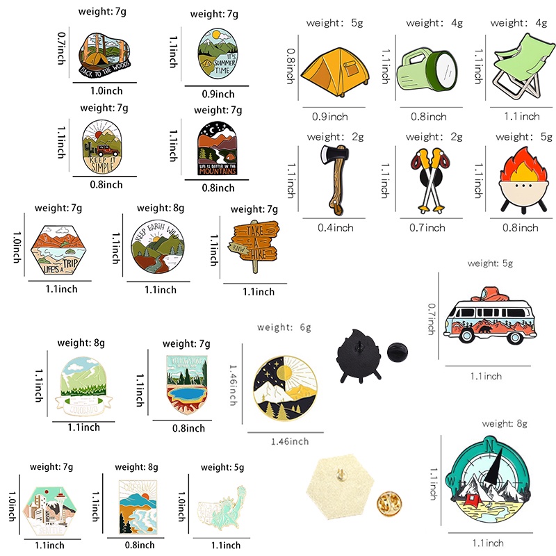 Outdoor Adventure Mountain Enamel Pins Wild Camping Hiking Lapel ...