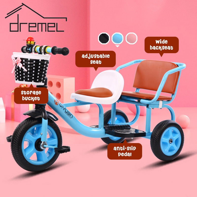 DREMEL Baby Stroller Children Double Outdoor Kids Two Seater Tricycle ...