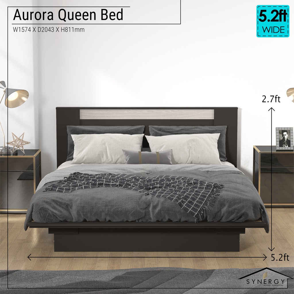 Aurora Collection Queen Bed Frame Platform Bed Japanese Zen Queen Bed ...