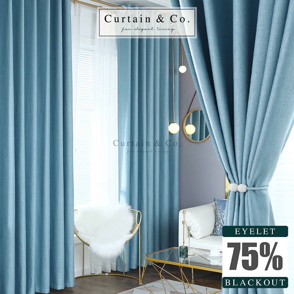[1PC - Eyelet Type] Curtain & Co. Blackout Linen Curtain Langsir Pintu ...