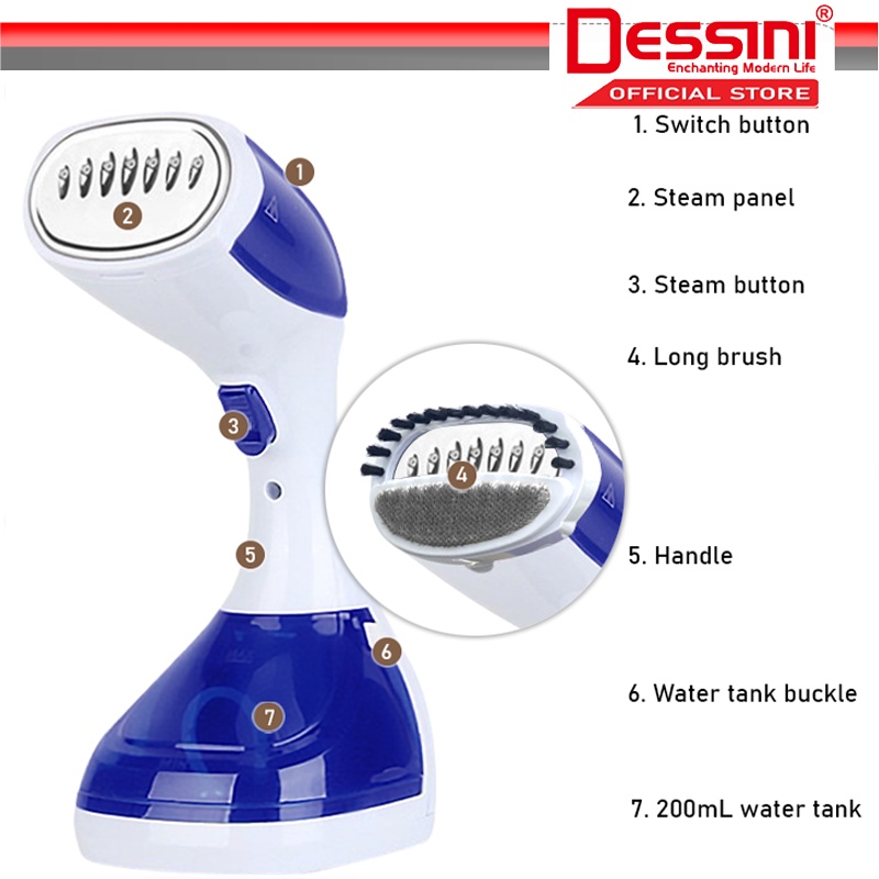 DESSINI ITALY 1100W Electric Ceramic Soleplate Garment Steam Iron ...