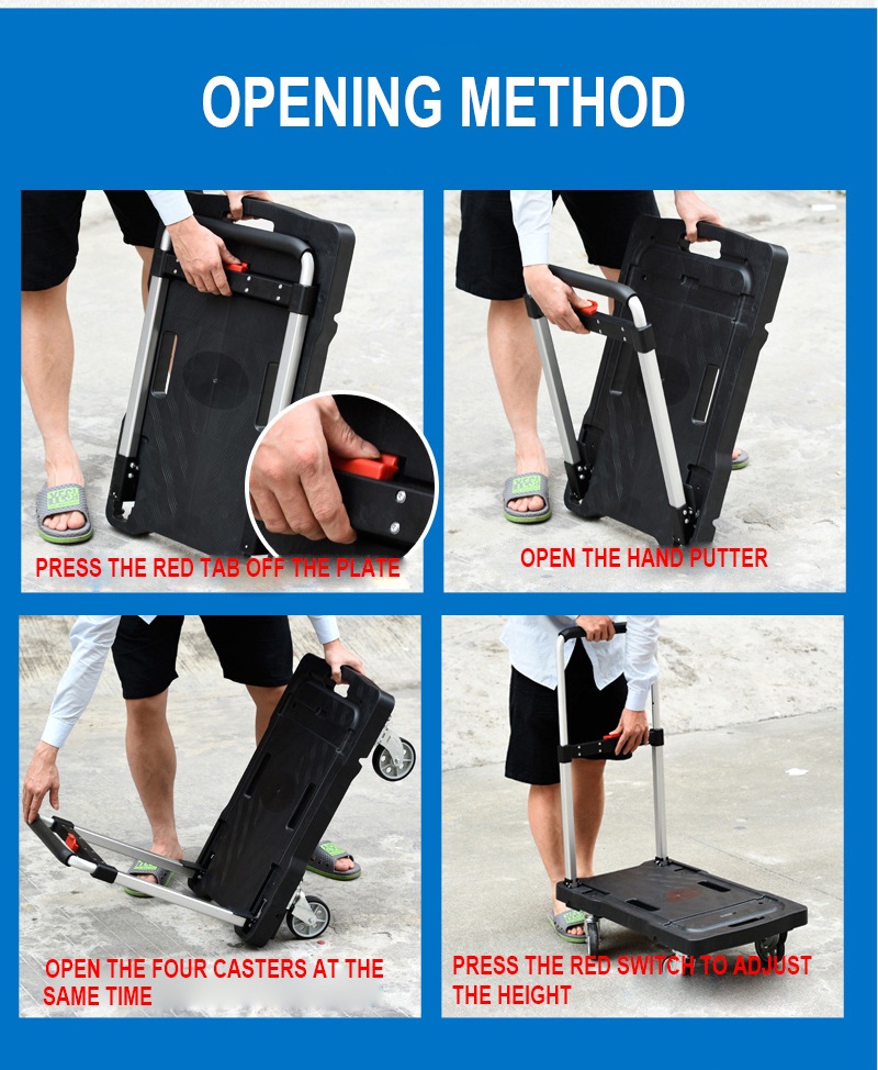 Foldable 4 Wheels Trolley Cart/Hand Truck - 100KG Lightweight and Space ...