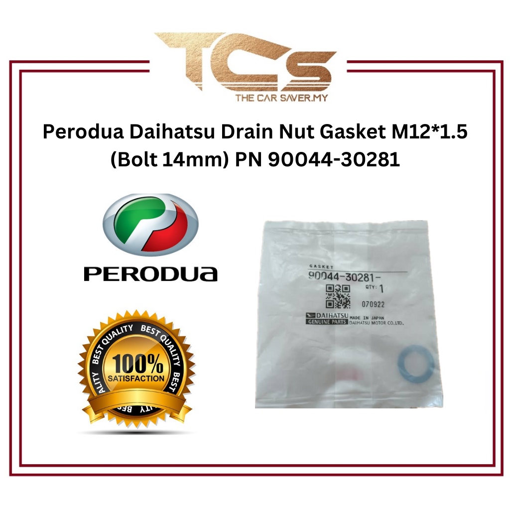 Perodua Daihatsu Drain Nut Gasket M12*1.5 (Bolt 14mm) PN 90044-30281 ...