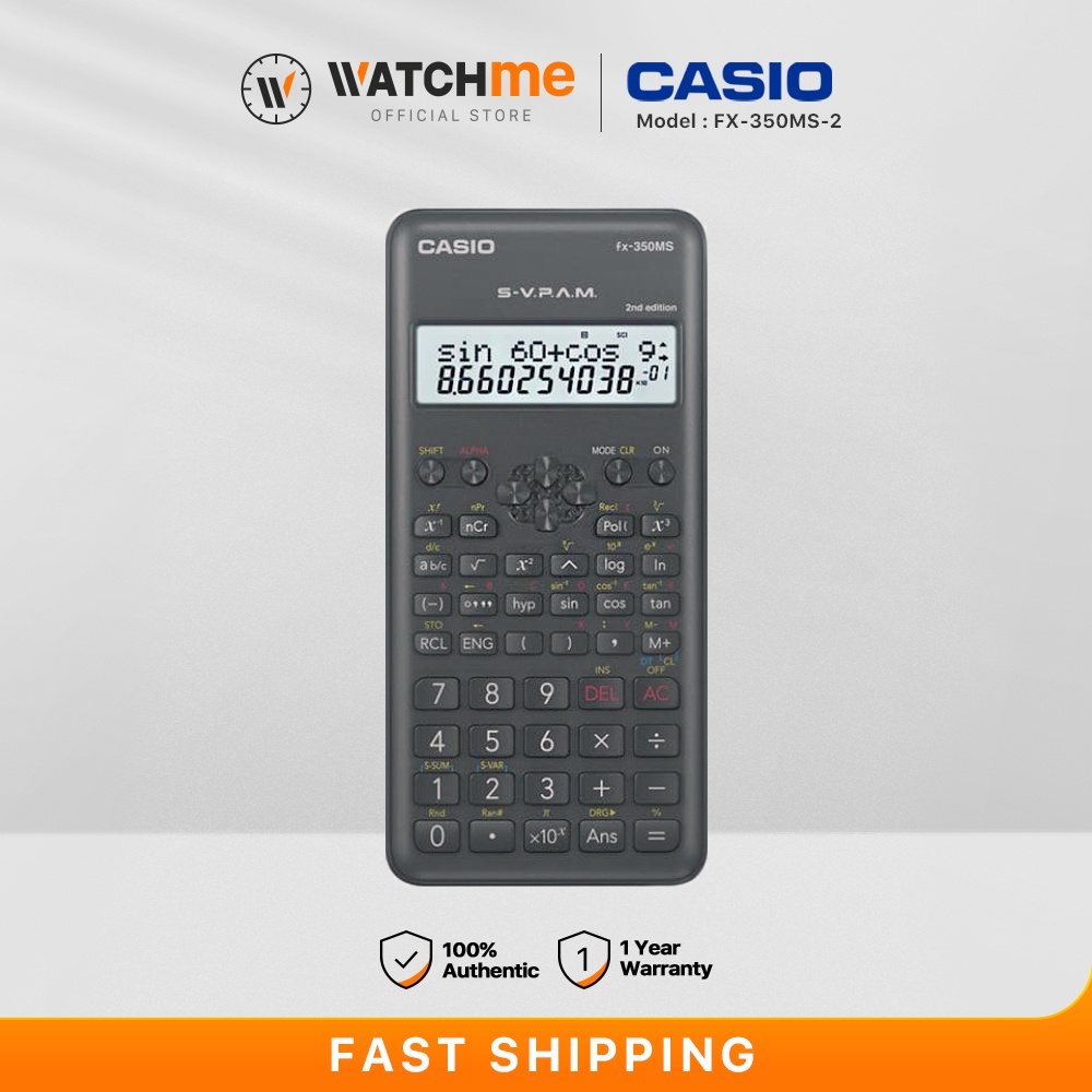 Casio Calculator FX-350MS-2 10 + 2 digits Statistics Fraction ...