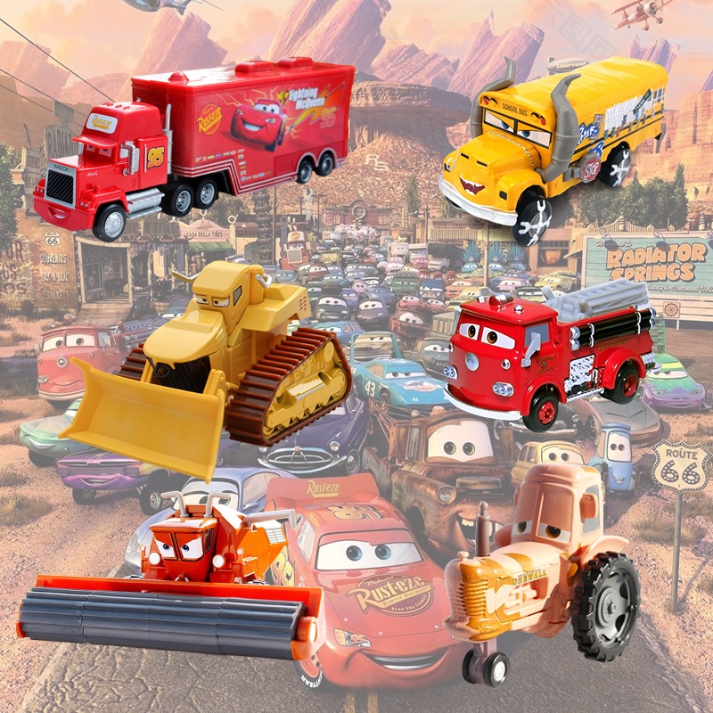 Pixar Cars Uncle Bull Flank Harvester Bulldozer Tractor Fire Truck ...