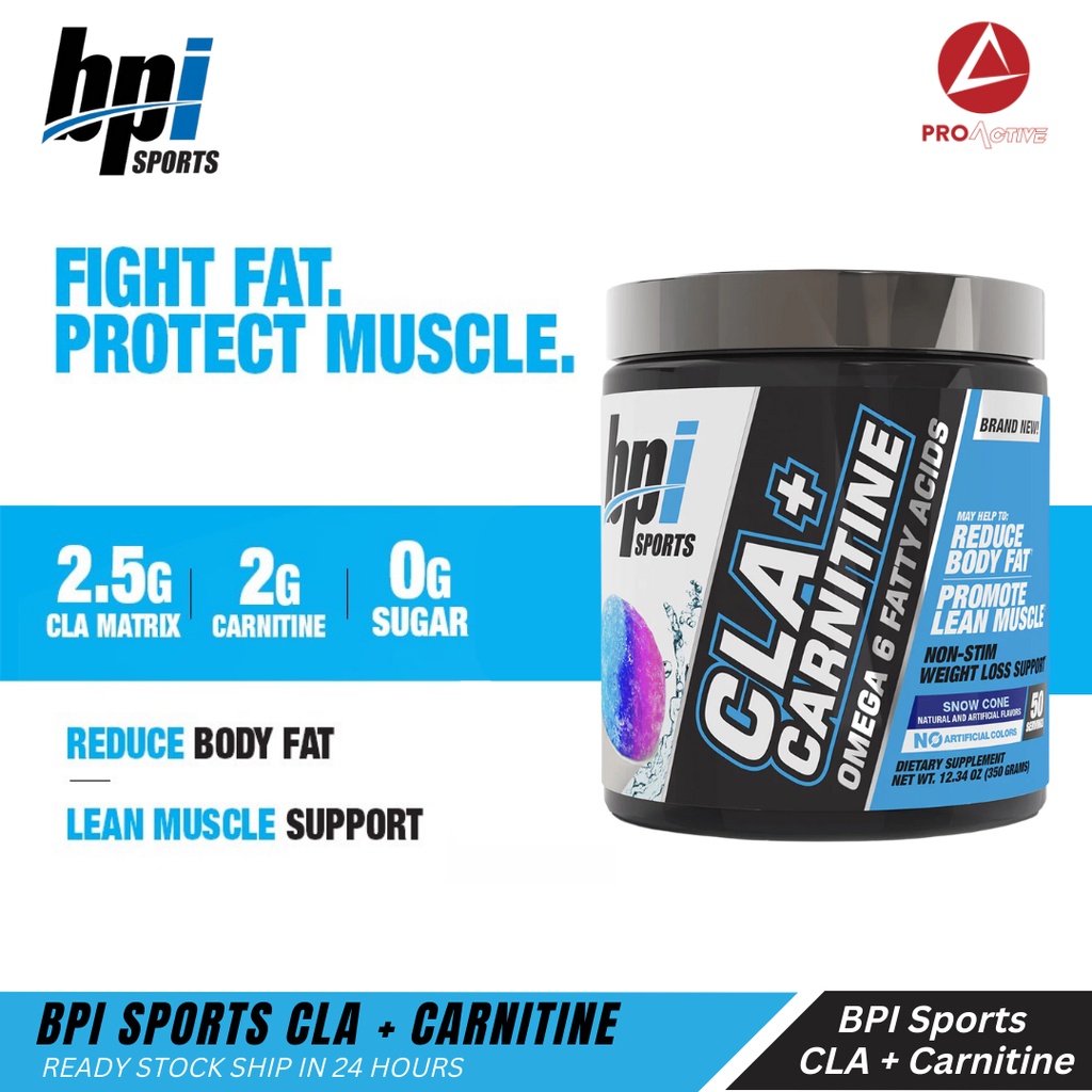 BPI Sports CLA + Carnitine, Non-Stim Fat Burner, 40/50 Servings Ready ...