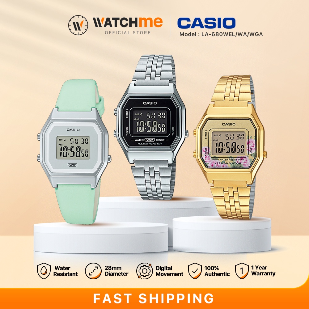 CASIO VINTAGE LA-680 SERIES Fashion Digital Water Resistant Stainless steel Date display Watch ...