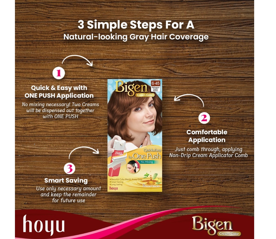 Bigen Cream Color Quick & Easy by One Push - Perfect Gray Coverage (No ...