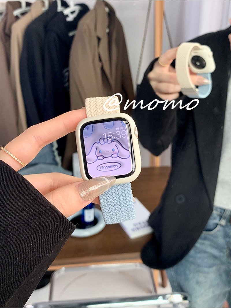 Stitching color Adjustable Nylon iWatch Strap For iWatch Series s9 S8 ...