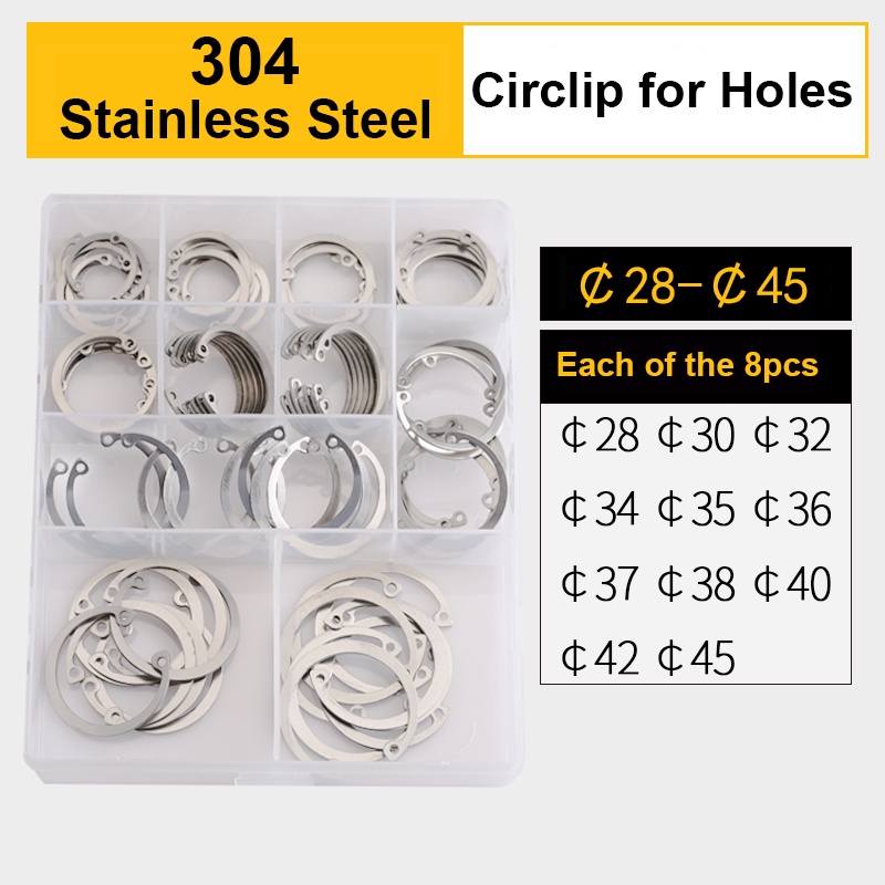 【WDY】Circlips for Holes / Circlips for Shafts / E Ring Combination Set ...