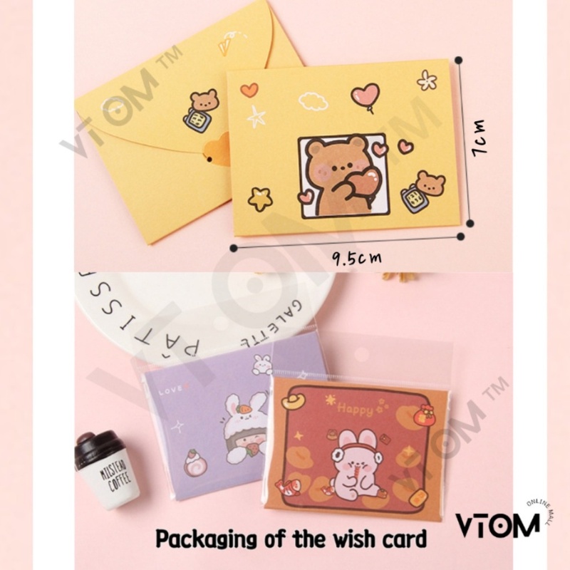 VTOM Cute Foldable Wish Card Mini Gift Card Birthday Party Supplies ...