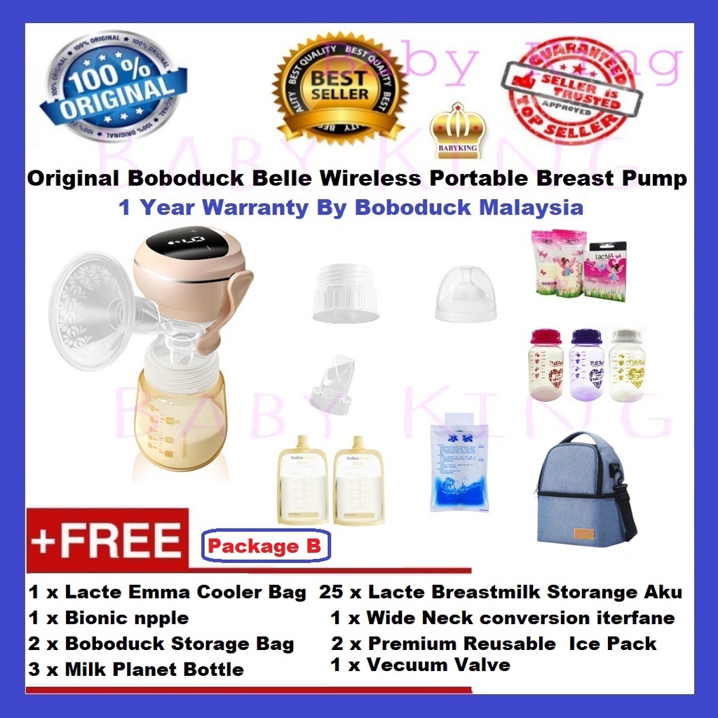 Original Boboduck Belle Wireless Portable Breast Pump (PP / PPSU) F5002Pro + 1 YEAR MALAYSIA ...