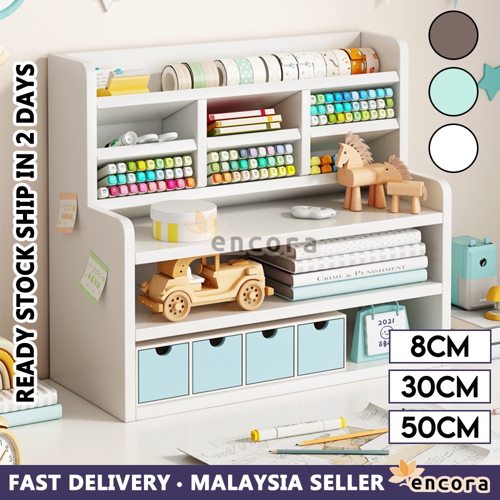 Encora Multi Layers Wooden Desk Organizer Rak Susun Meja Stationeries ...