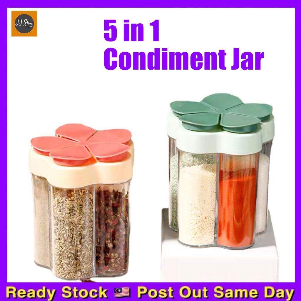 5 in1 Seasoning Jar Grid Spice Container Condiment Accessories Barbecue ...