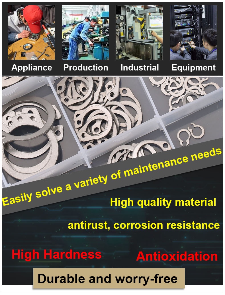 【WDY】Circlips for Holes / Circlips for Shafts / E Ring Combination Set ...