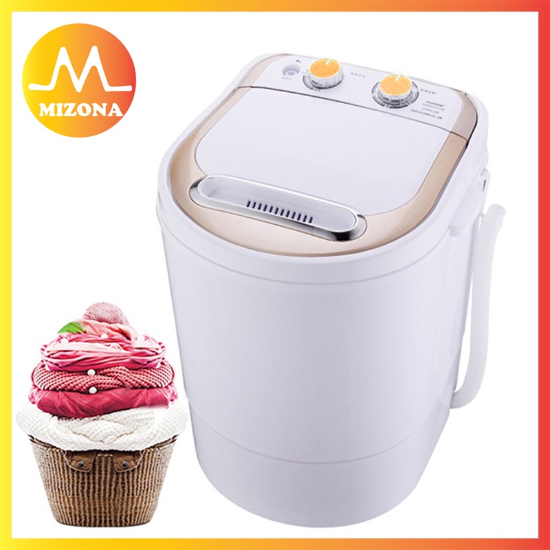 MIZONA Semi-Auto Laundry Clothes Wash Mini Washing Machine 3kg | Shopee ...