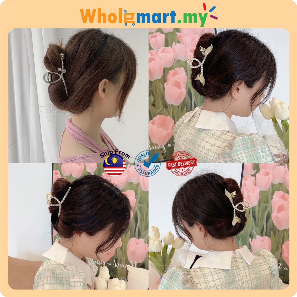 Ins Big Hair Clip Hair Accessories | Klip Rambut | 韩式复古大号金属镂空鲨鱼夹 ...